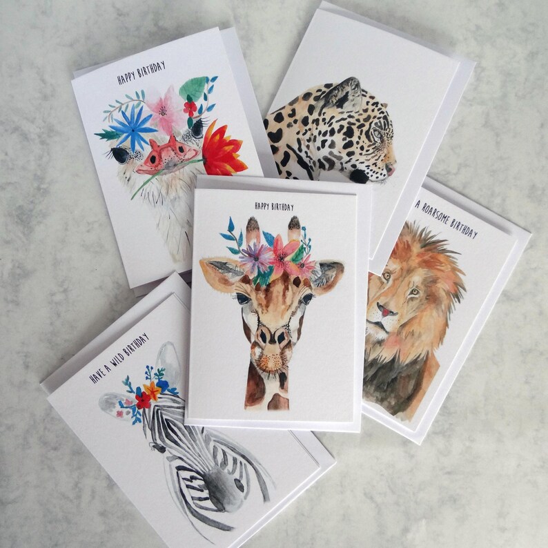 Wild animal Card set Card set Animal Card set Penpal | Etsy