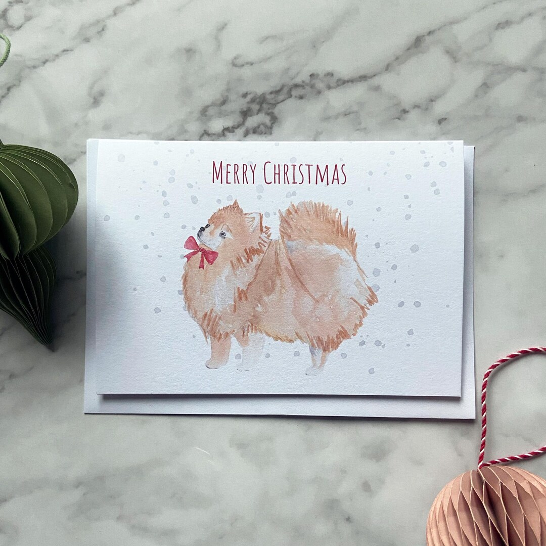 Pomeranian Christmas Card, Pomeranian Card - Etsy