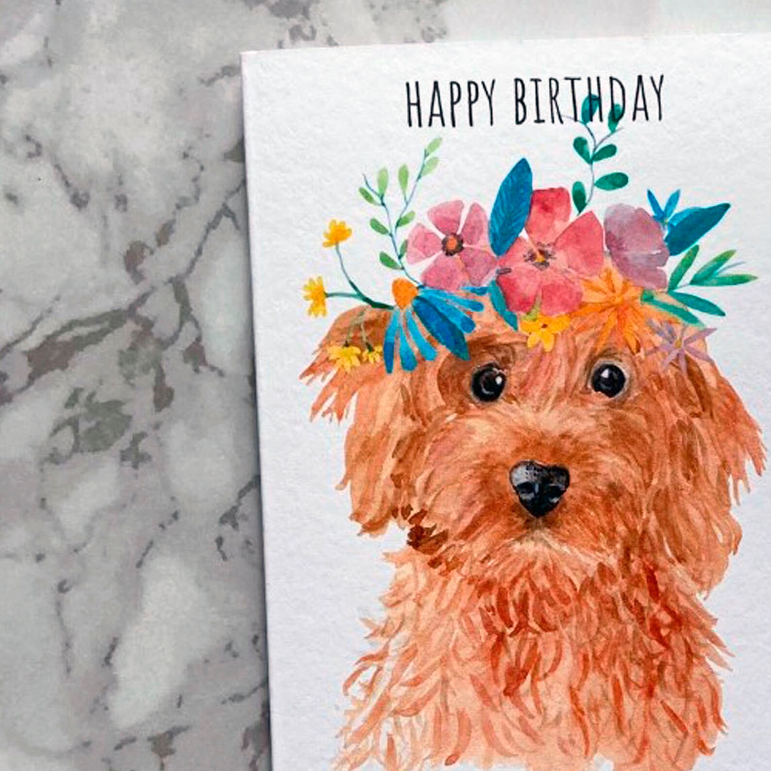 Cavapoo Birthday card Apricot Cavapoo Card Dog Birthday | Etsy