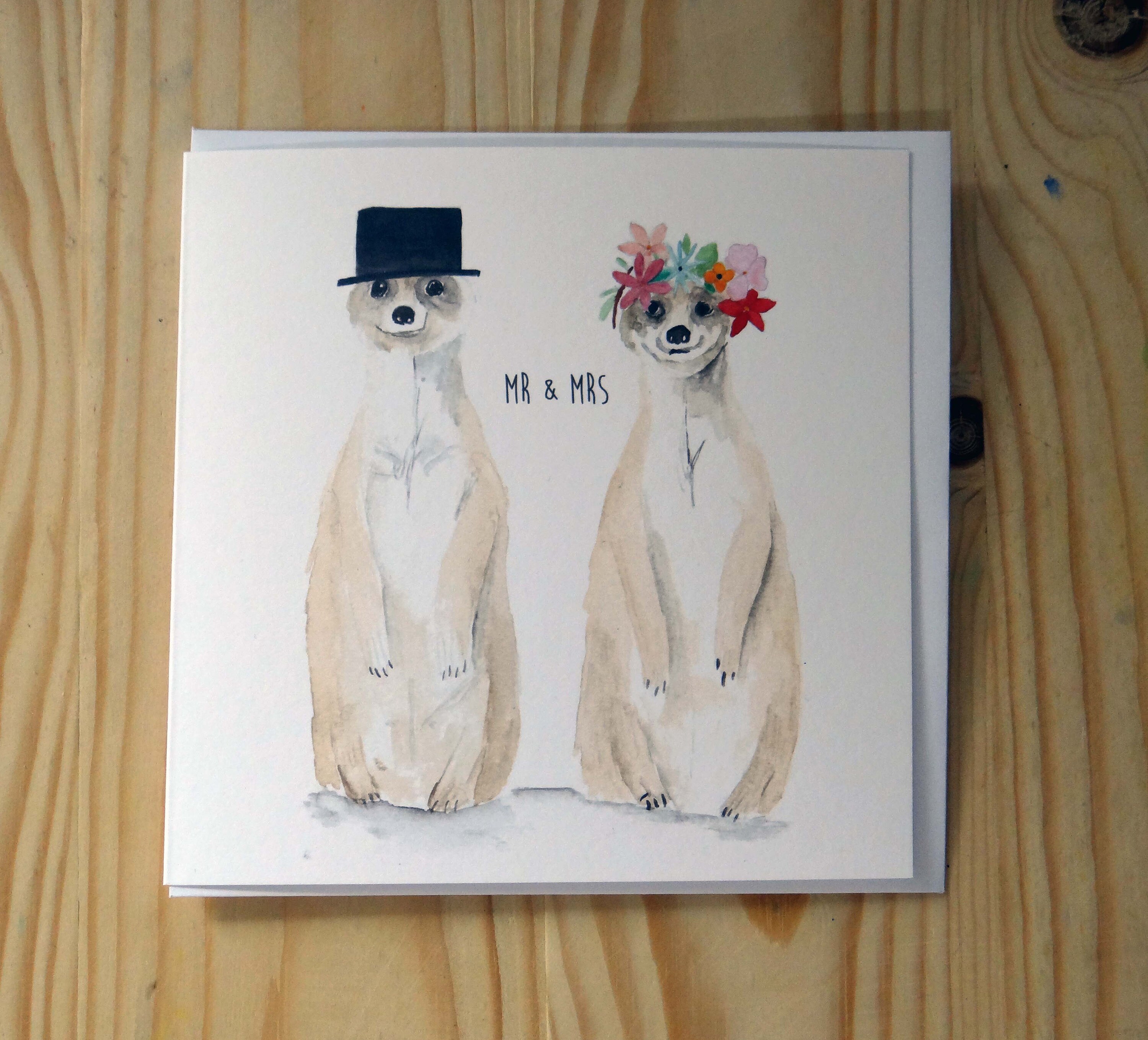 Meerkat Wedding Card Mr & Mrs Card Anniversary Card Meerkat - Etsy UK
