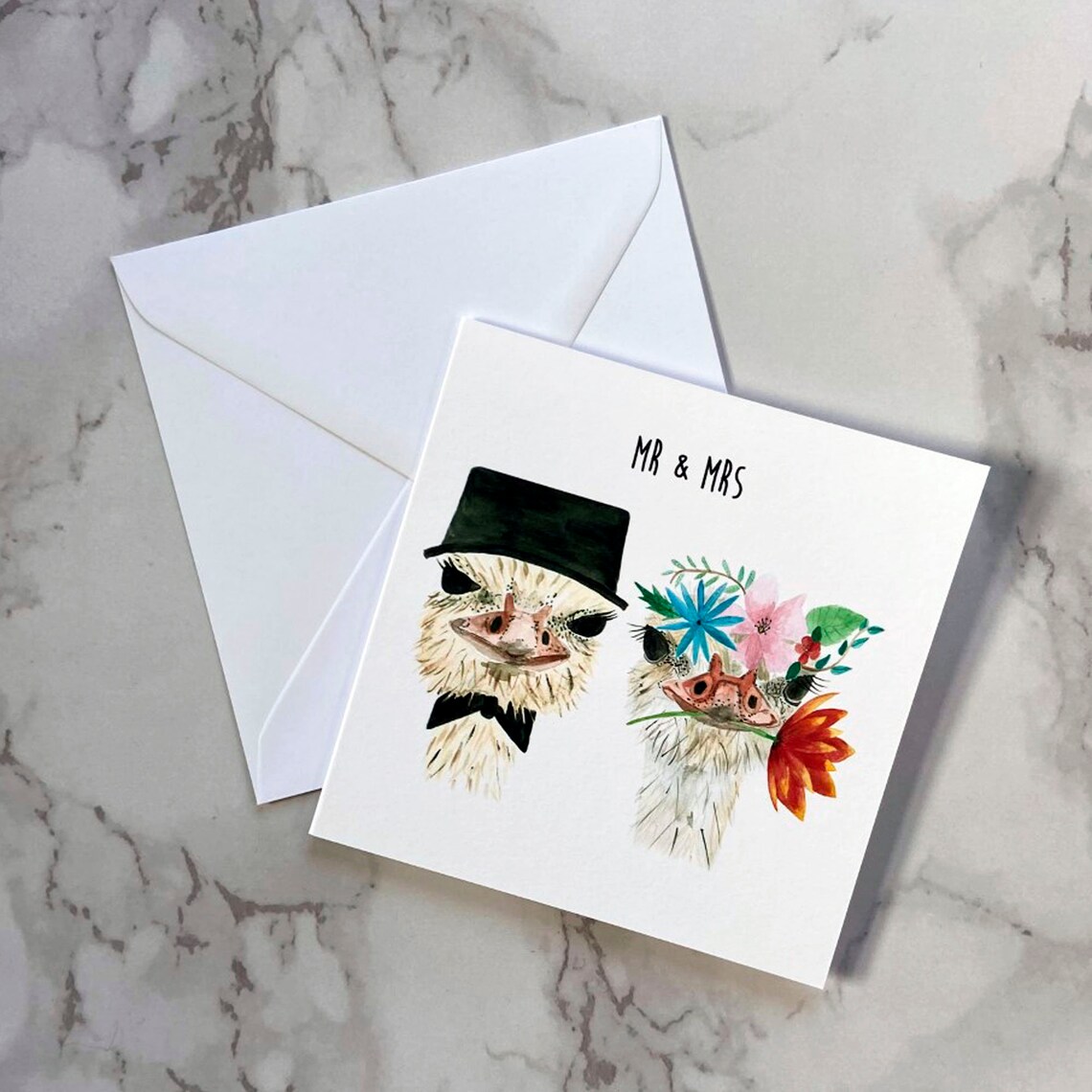 Personalised Wedding Card Animal Wedding Card Ostrich Card - Etsy