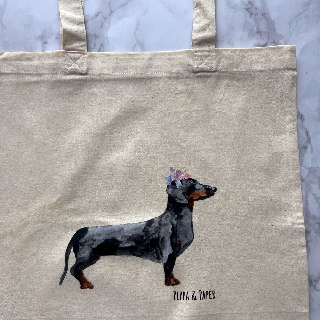 Dachshund Tote Bag, Sausage Dog Tote Bag, Floral Dachshund Tote Bad ...