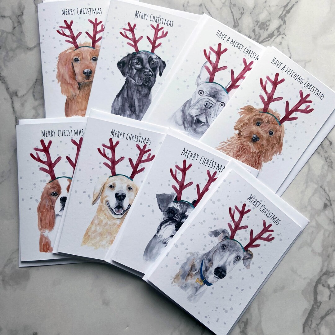 Dog Christmas Cards, Christmas Card, Dog Christmas Card Set, Animal ...
