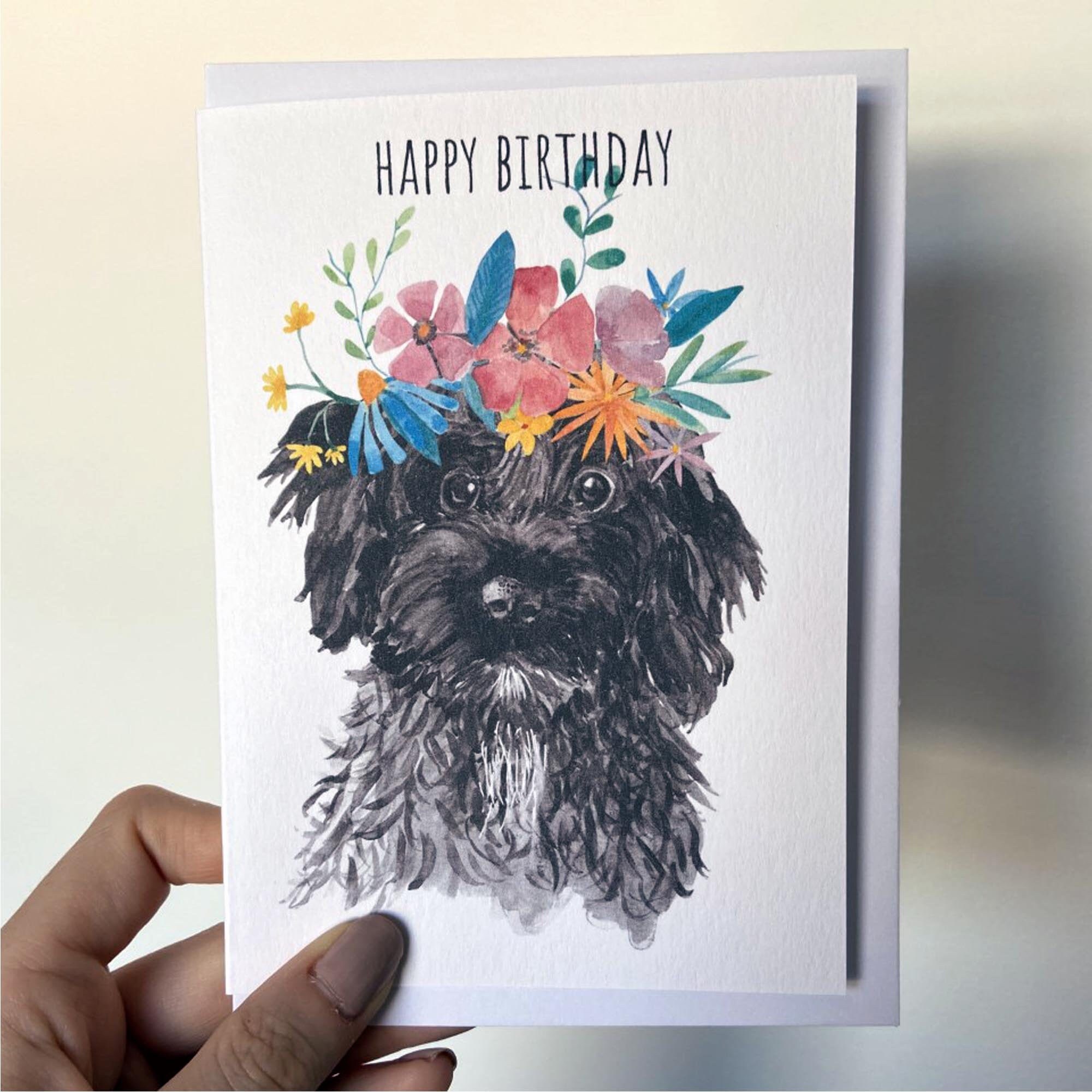 Black Cavapoo Card Cavapoo Birthday Card Cockapoo Birthday - Etsy UK