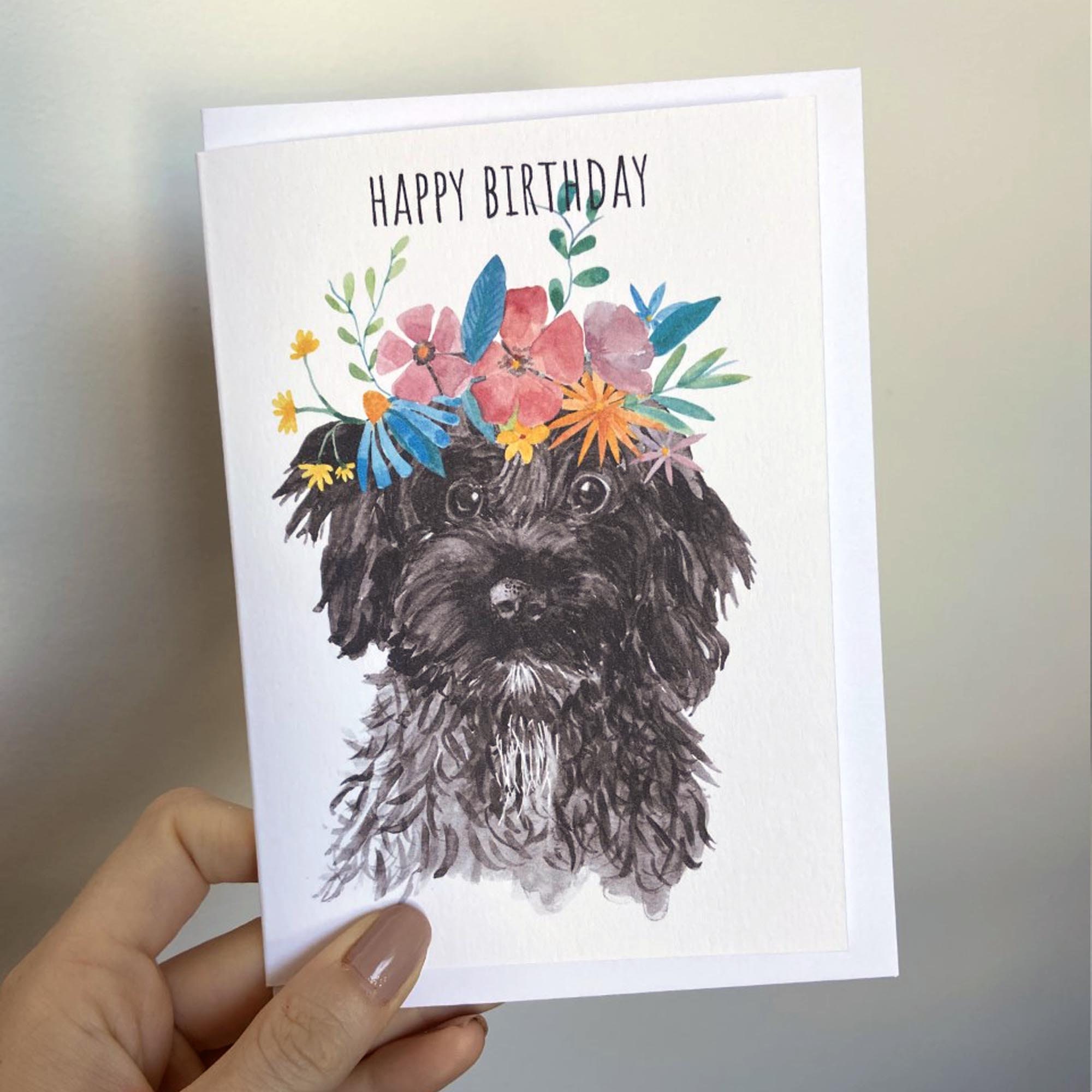 Black Cavapoo Card Cavapoo Birthday Card Cockapoo Birthday - Etsy UK