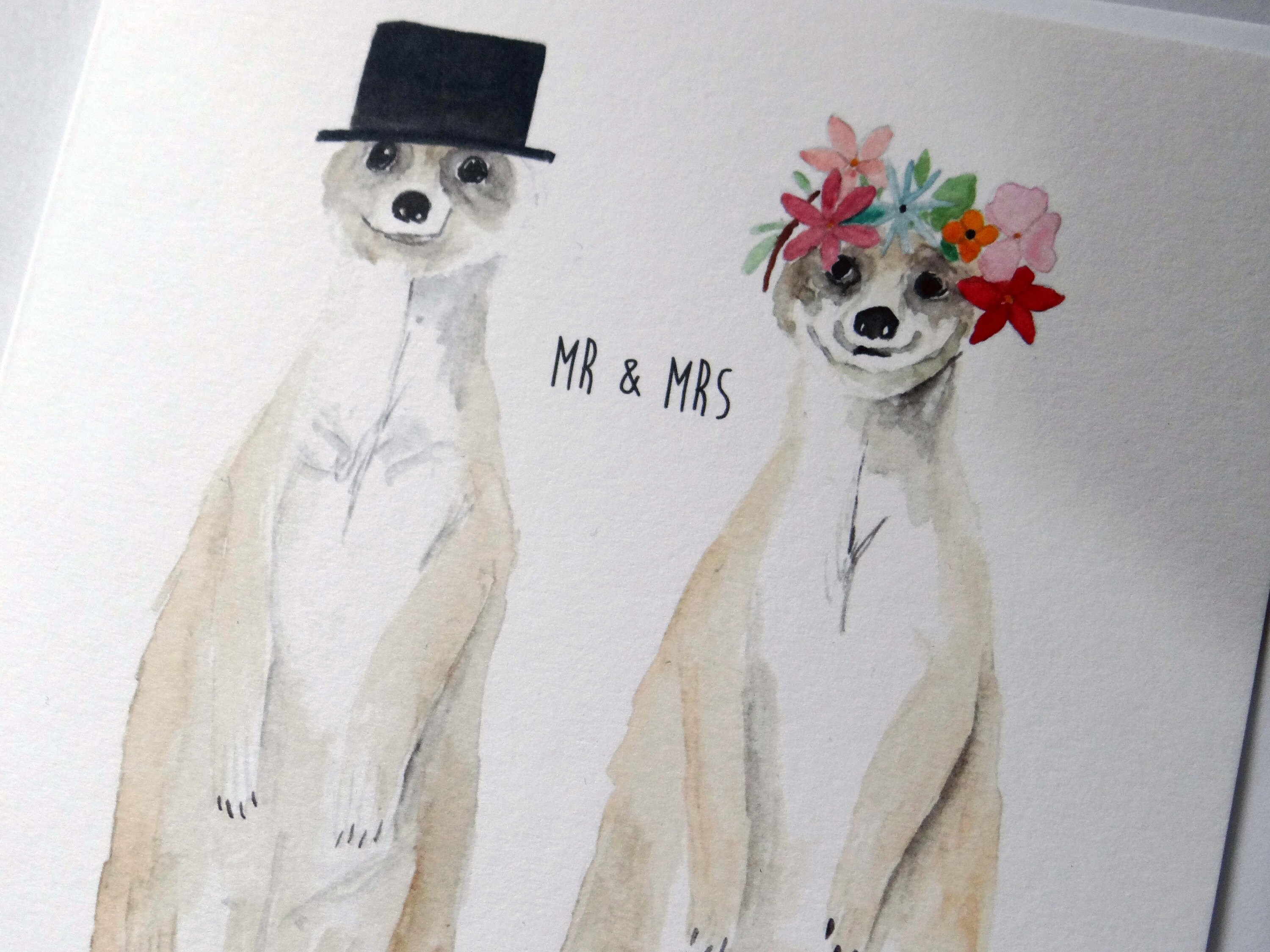 Meerkat Wedding Card, Mr & Mrs Card, Anniversary Card, Meerkat Card ...