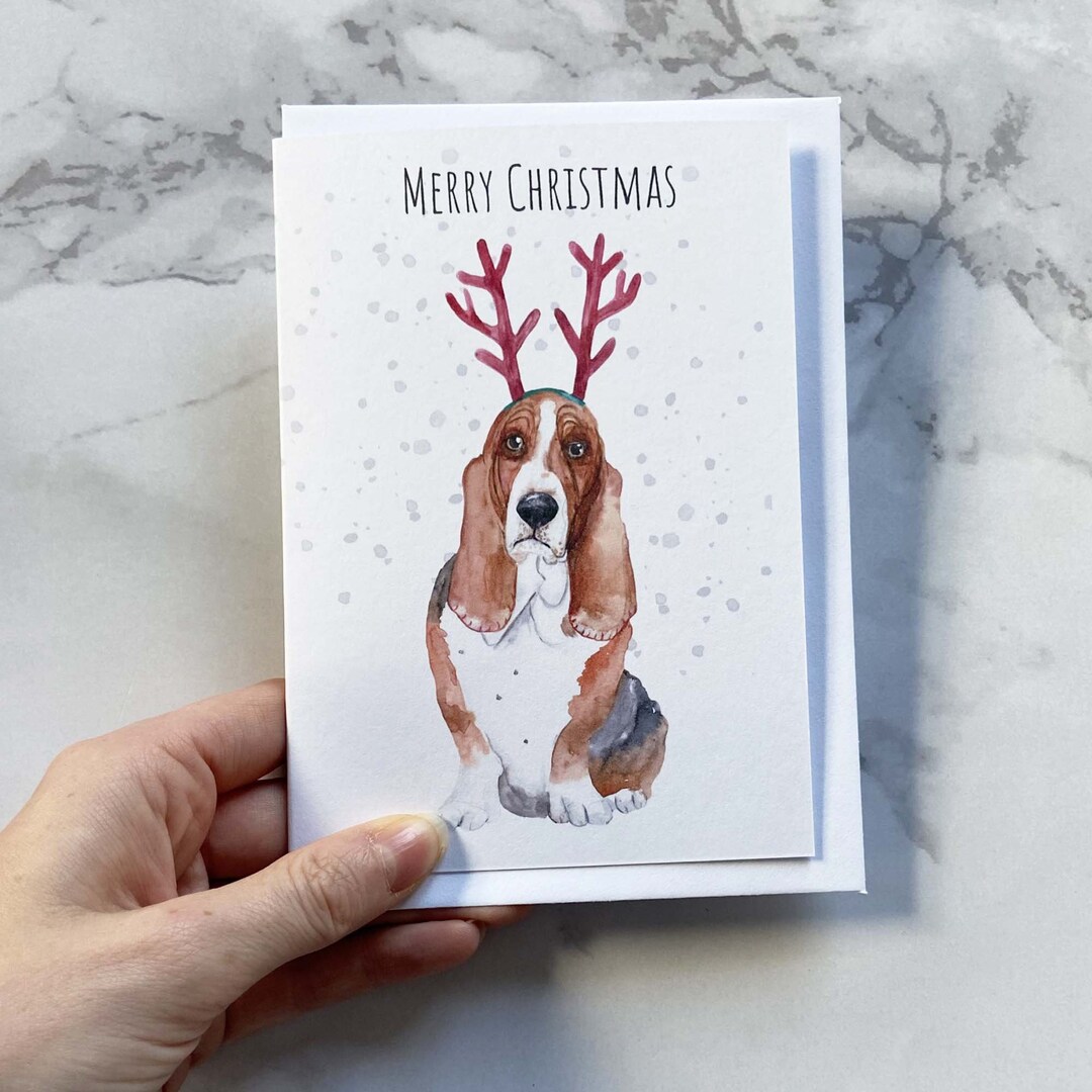 Basset Hound Christmas Card, Dog Christmas Card, Basset Hound Card - Etsy
