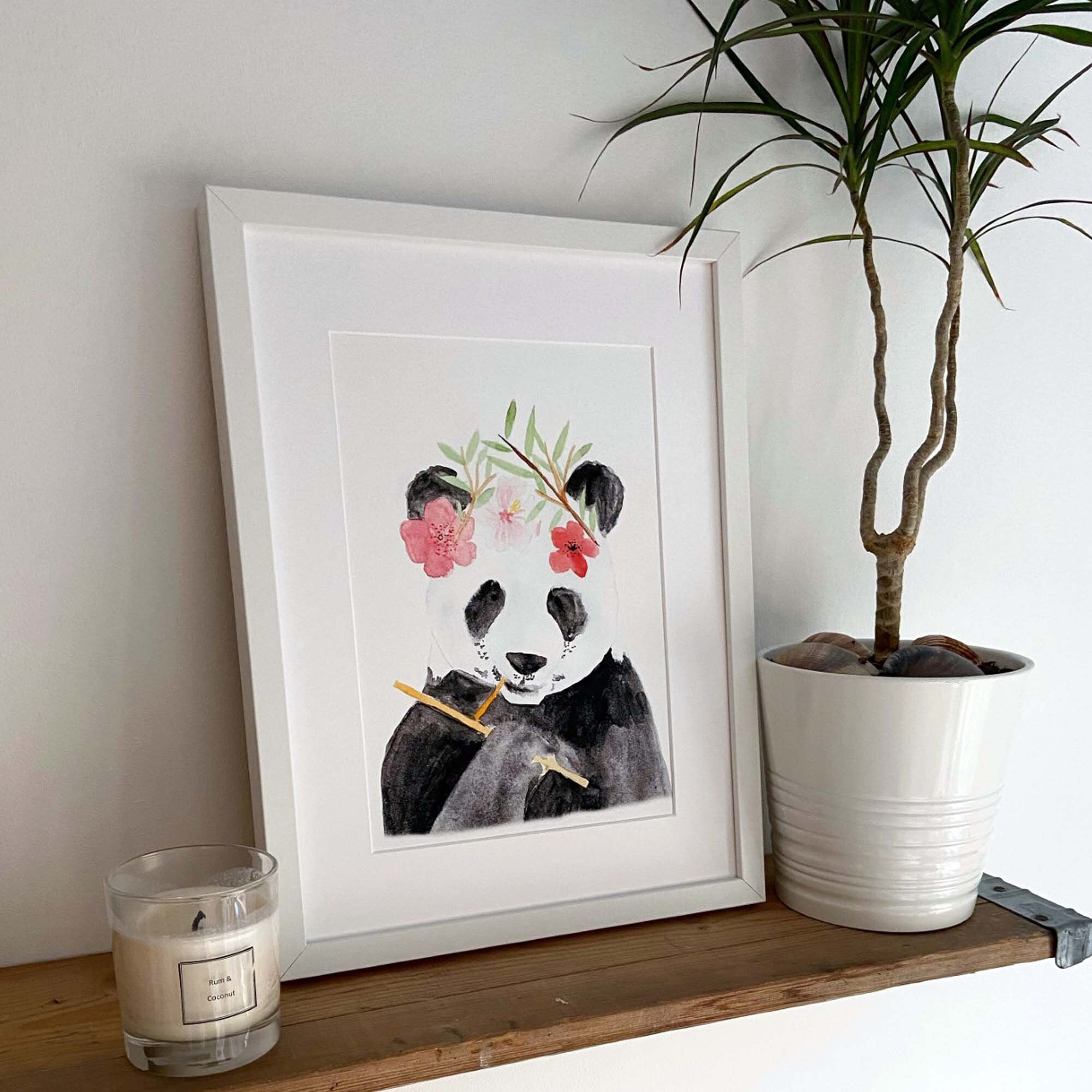 Panda Art Print Animal Print Floral Wall Print Wild Animal - Etsy UK