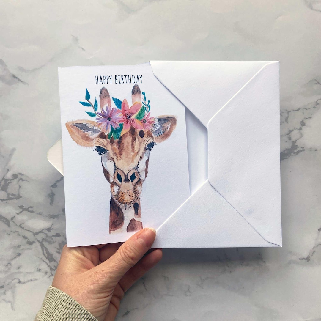 Giraffe Birthday Card, Animal Birthday Card, Animal Card, Wild Birthday ...
