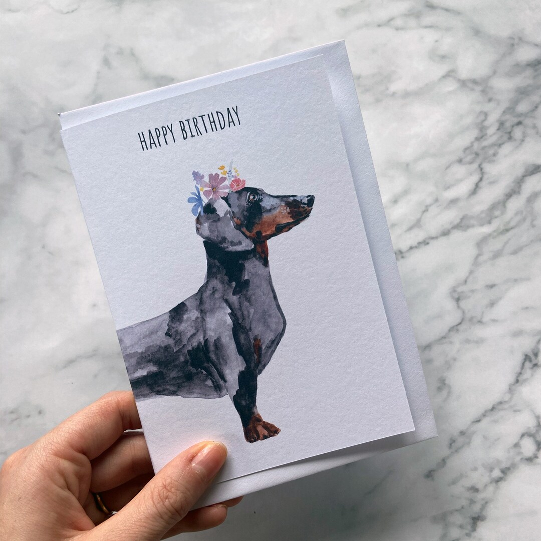 Watercolor Dachshund Birthday Card - Etsy