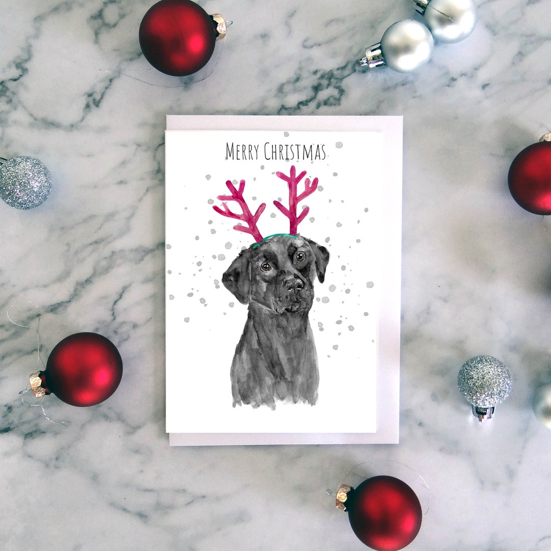 Black Labrador Christmas Card, Labrador Christmas Card, Dog Christmas ...