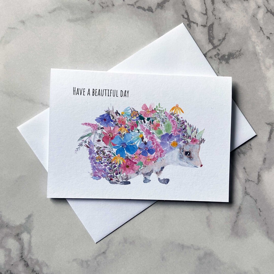 Hedgehog Card, Hedgehog Birthday Card, Countryside Birthday Card - Etsy