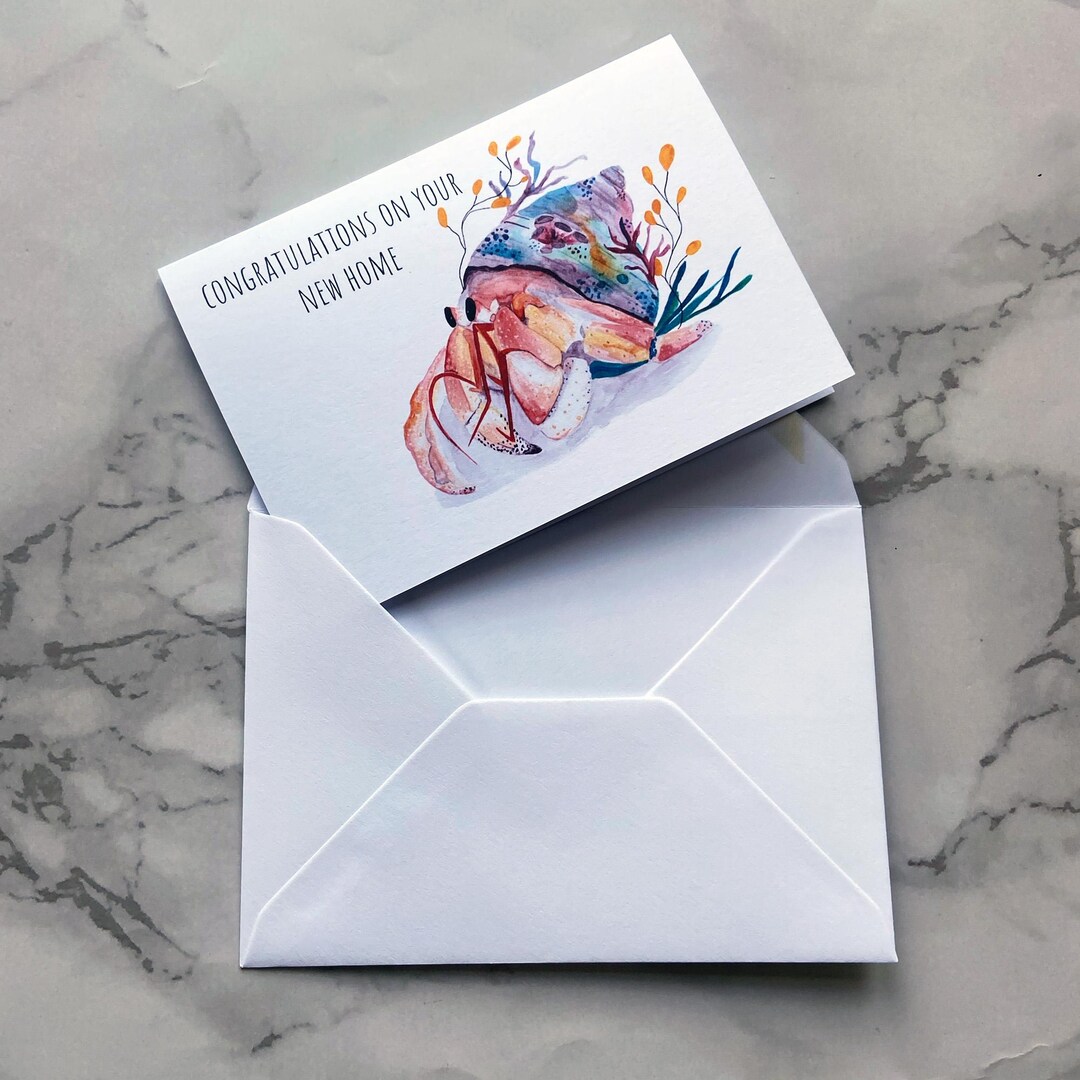 Watercolor Hermit Crab New Home Card - Etsy.de