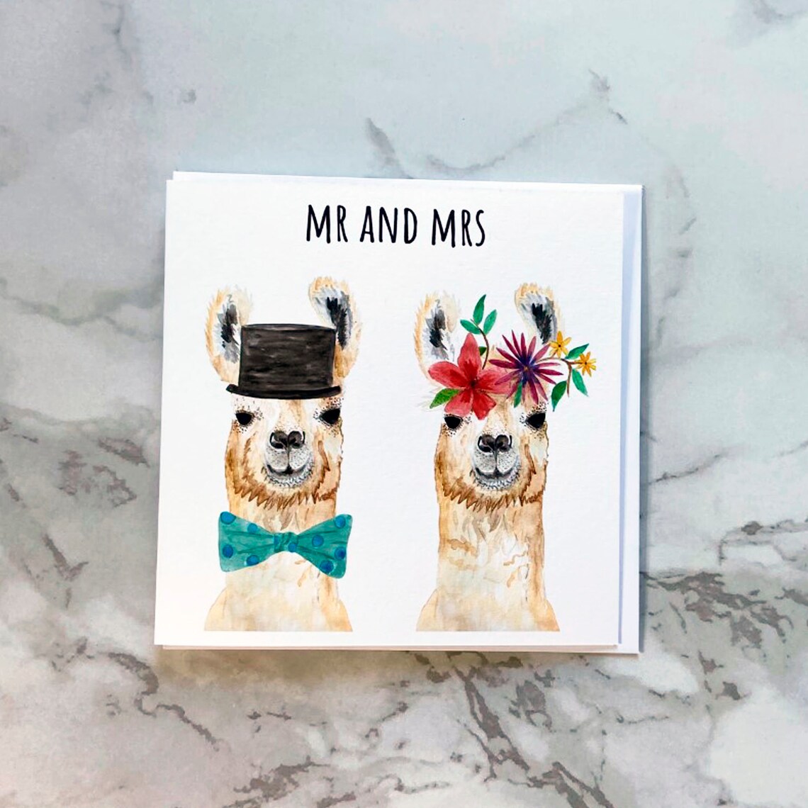 Mr and Mrs Llama Card Mr and Mrs Wedding Card Llama Wedding - Etsy UK