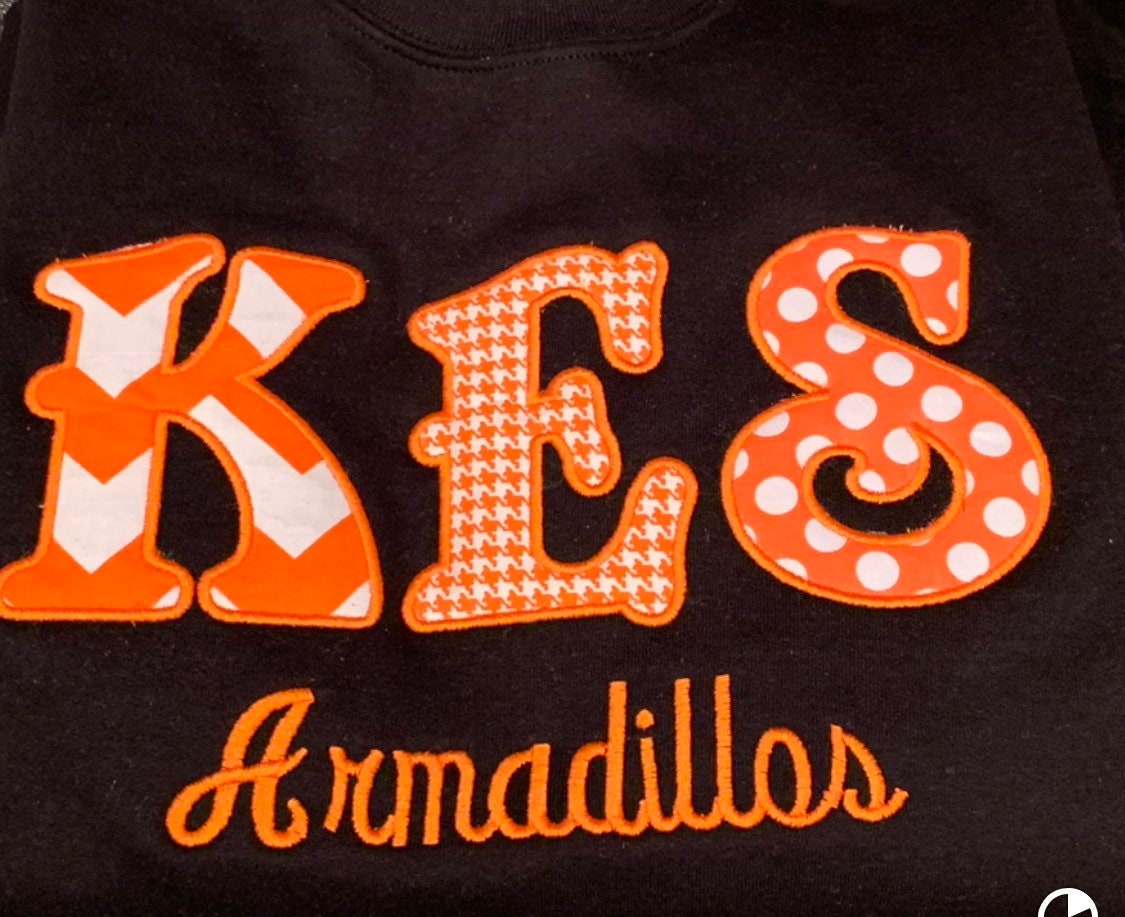 Custom School Spirit Mascot T-SHIRT. Applique Letters and Embroidery ...