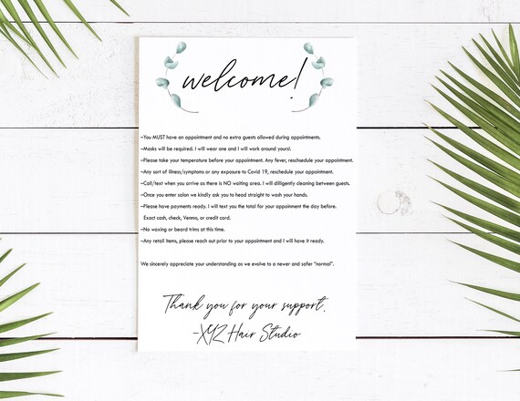 Hair Salon Rules Opening Sign Welcome Sign | Etsy