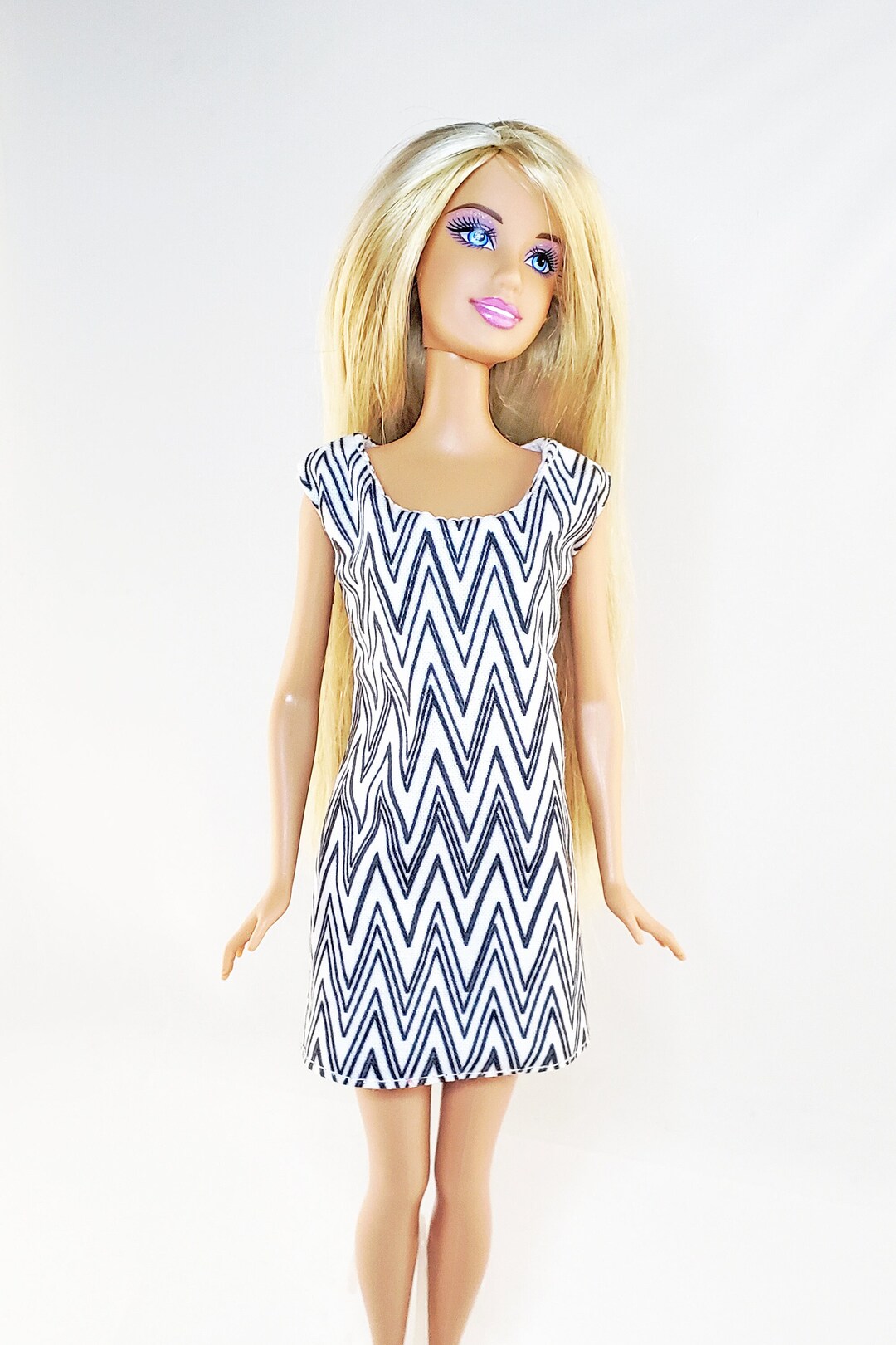 Barbie Doll Dress - Black and White Zig Zag - Etsy