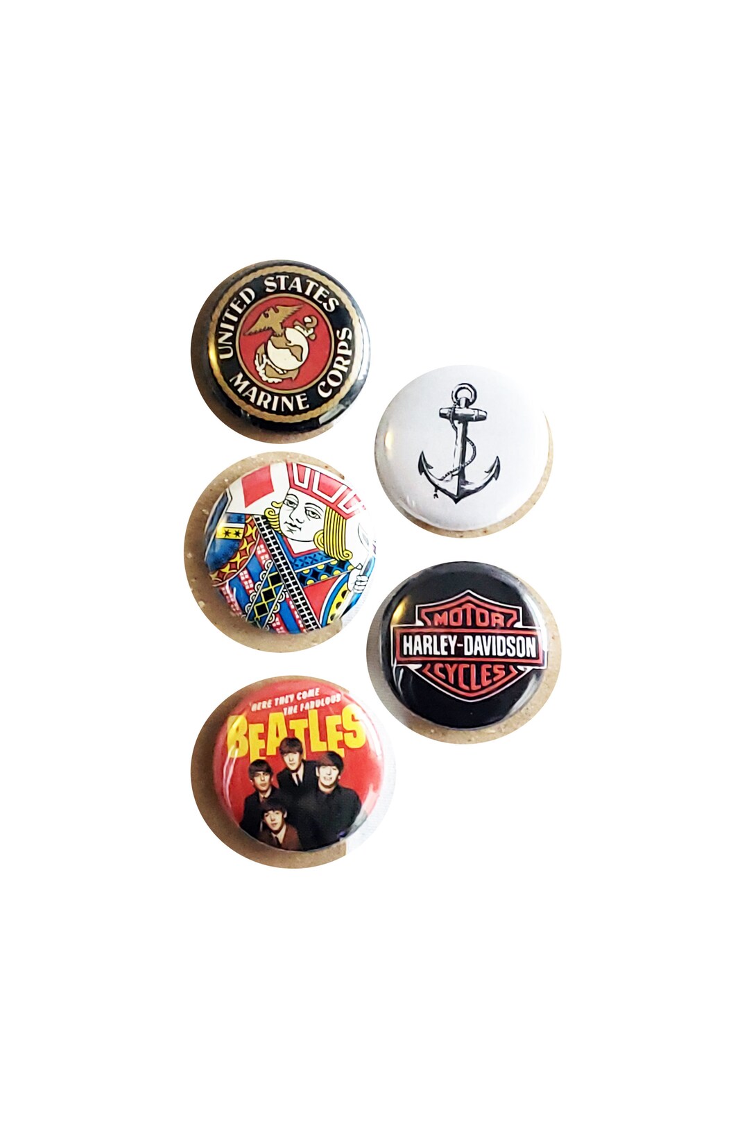 One Inch Pins / Buttons / 5 Pack / Party Favors - Marines, Navy ...