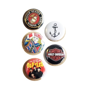 One Inch Pins / Buttons / 5 Pack / Party Favors - Marines, Navy ...