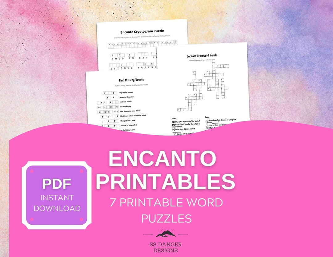Encanto Puzzle Pack, Printable Word Games for Kids & Families, Screen ...