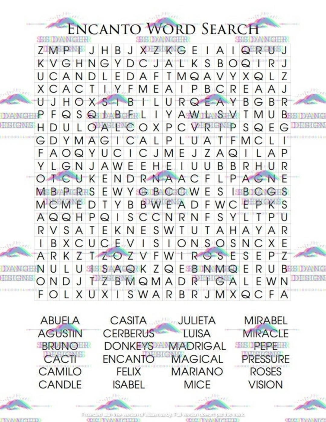 Kids Encanto Word Search Printable - Etsy