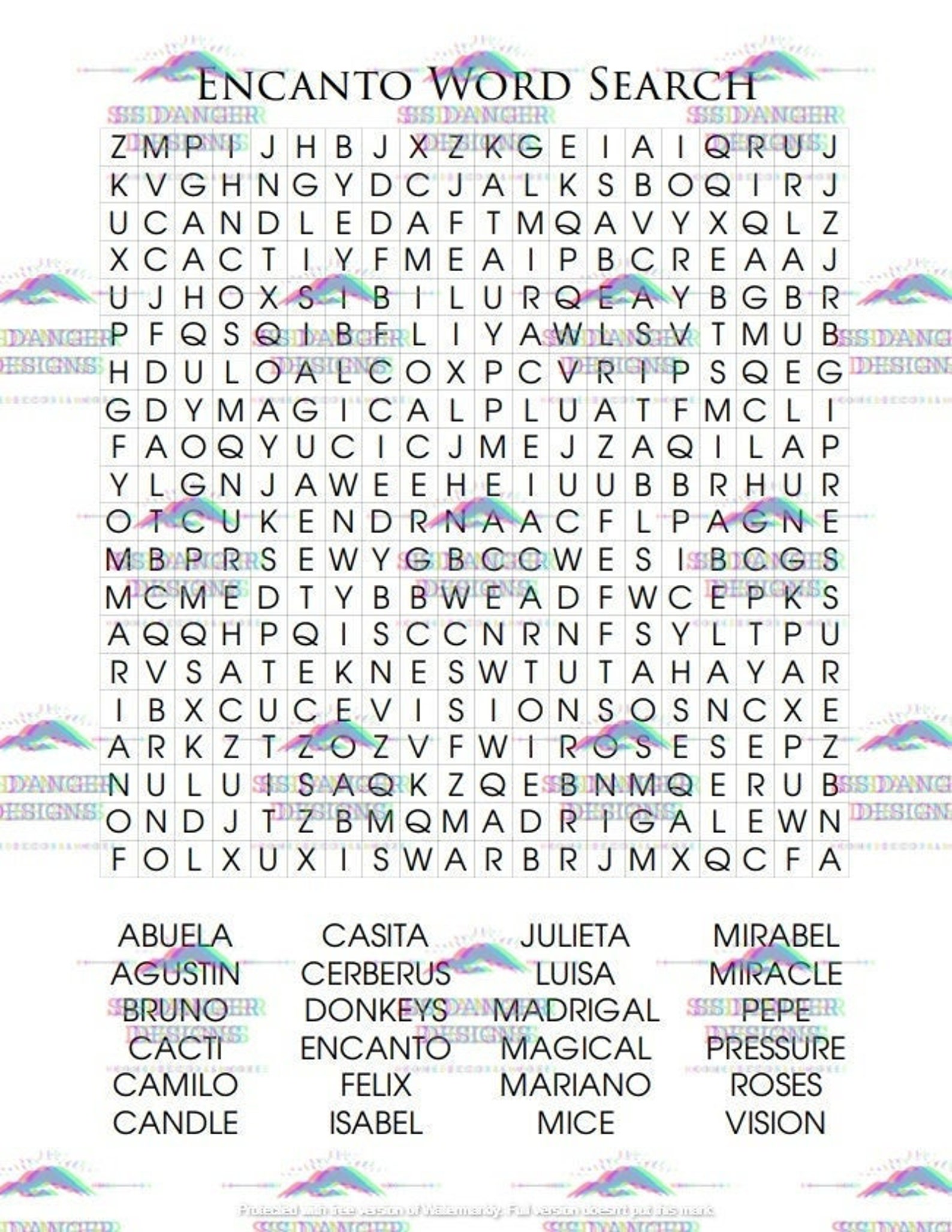 Kids Encanto Word Search Printable | Etsy
