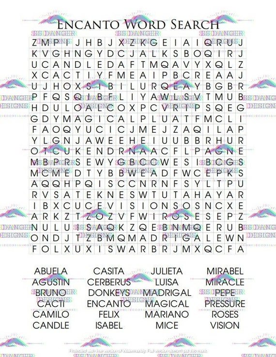 Encanto Word Search Free Printable - Word Search Maker