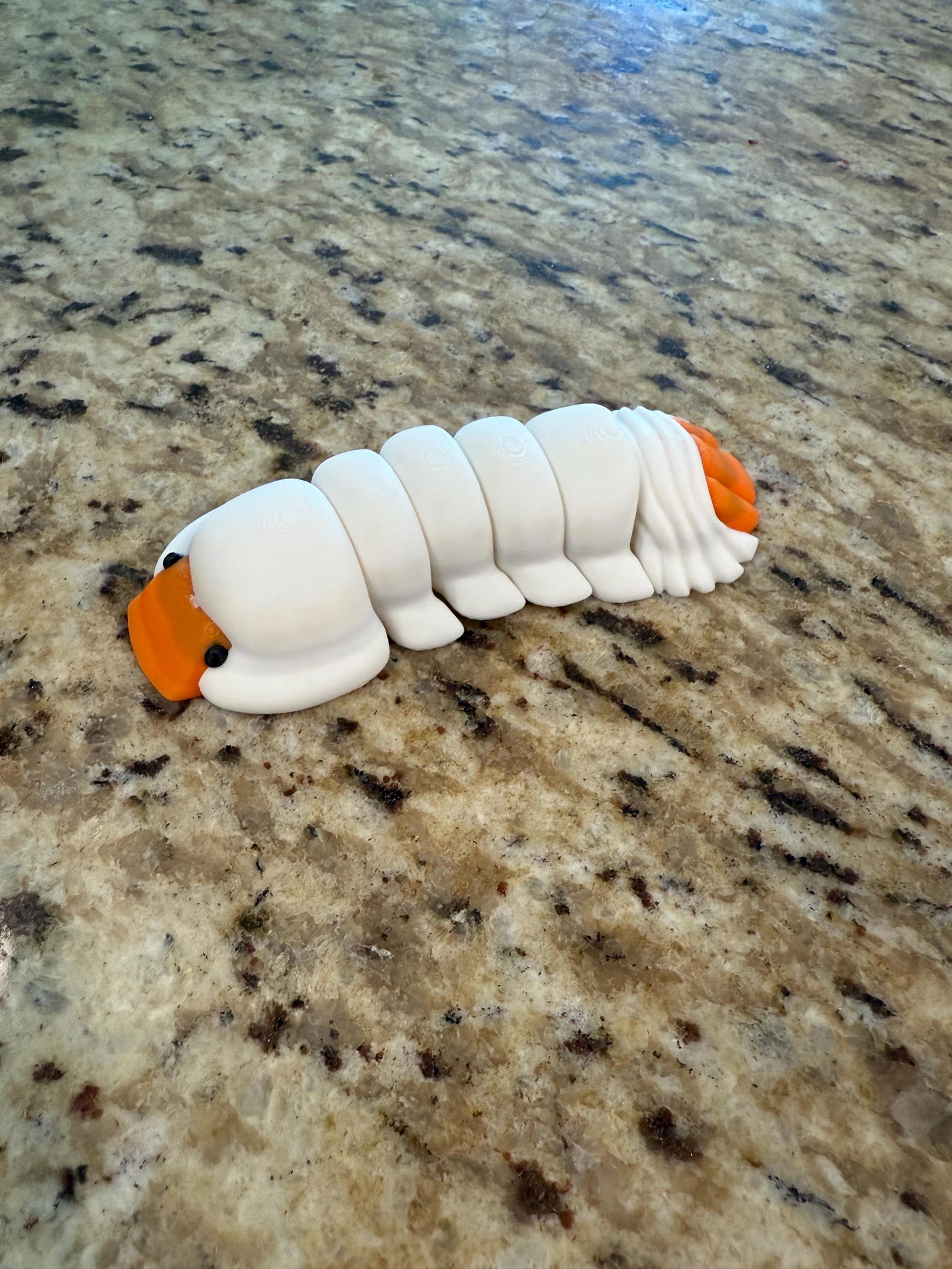 Cute White & Orange Articulated Isopod – 3D Printed Insect Fidget Toy ...
