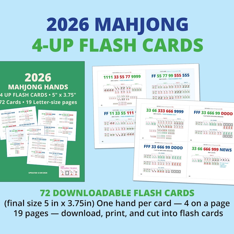 Printable 2026 Mahjong Card Pdf - Etsy