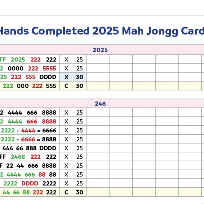 Printable 2025 Mahjong Cards - Etsy