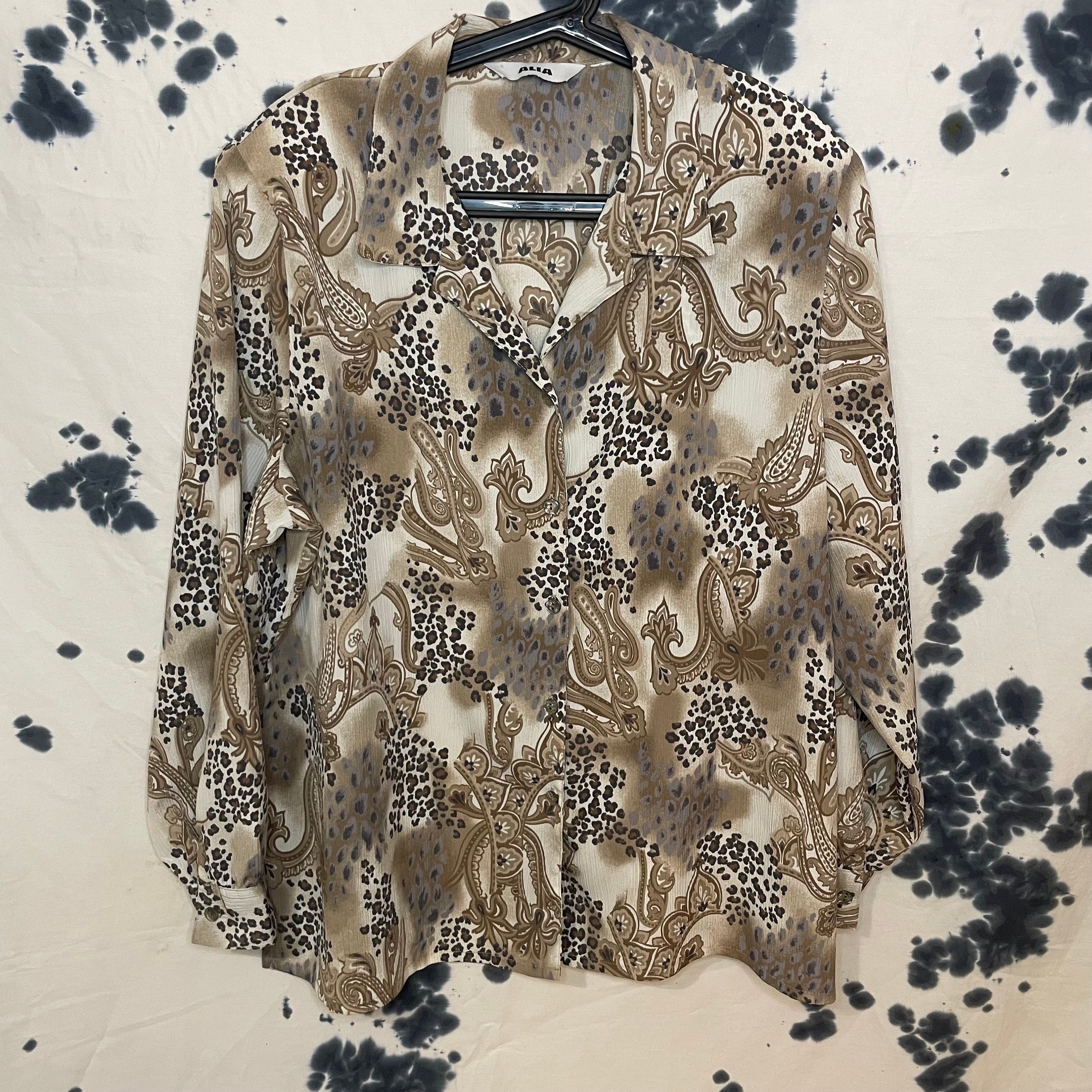 Vintage Alia Animal Print/paisley Pattern Blouse - Etsy