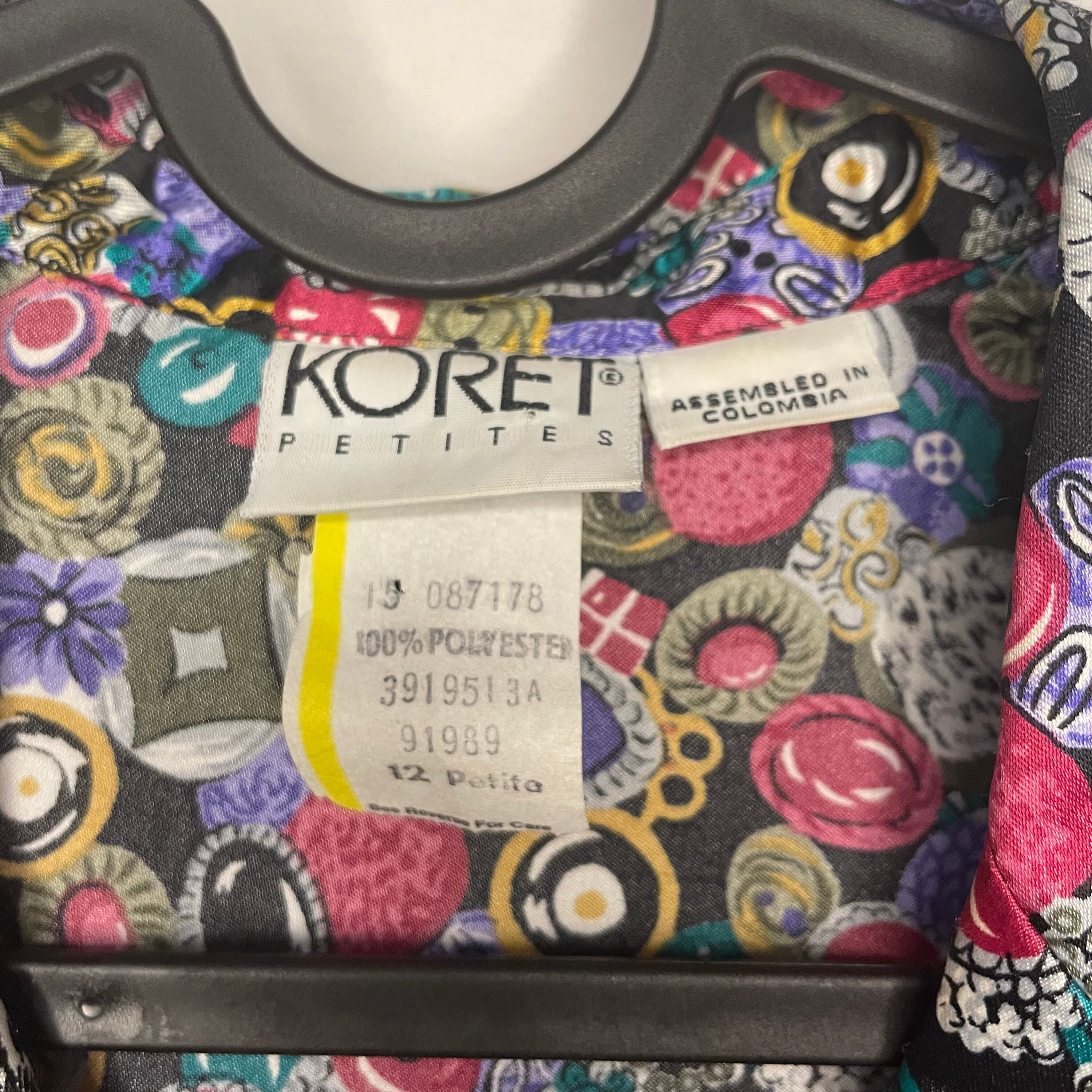 Vintage Koret Petites Button Pattern Blouse - Etsy