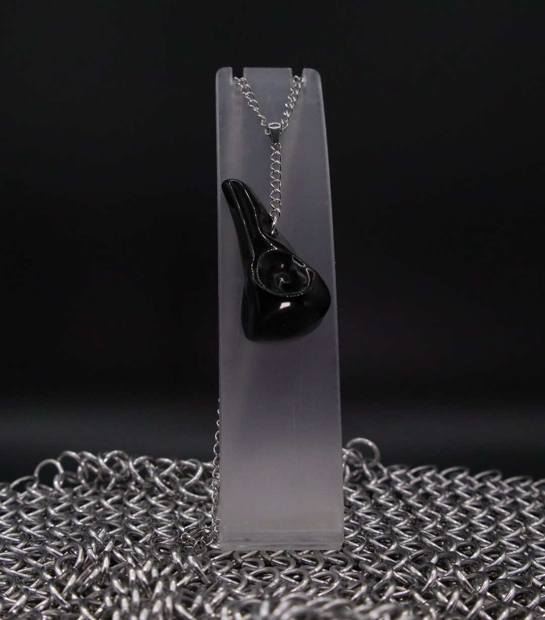 Black Obsidian Raven Skull Necklace | Gothic Witch Jewelry | Hand ...