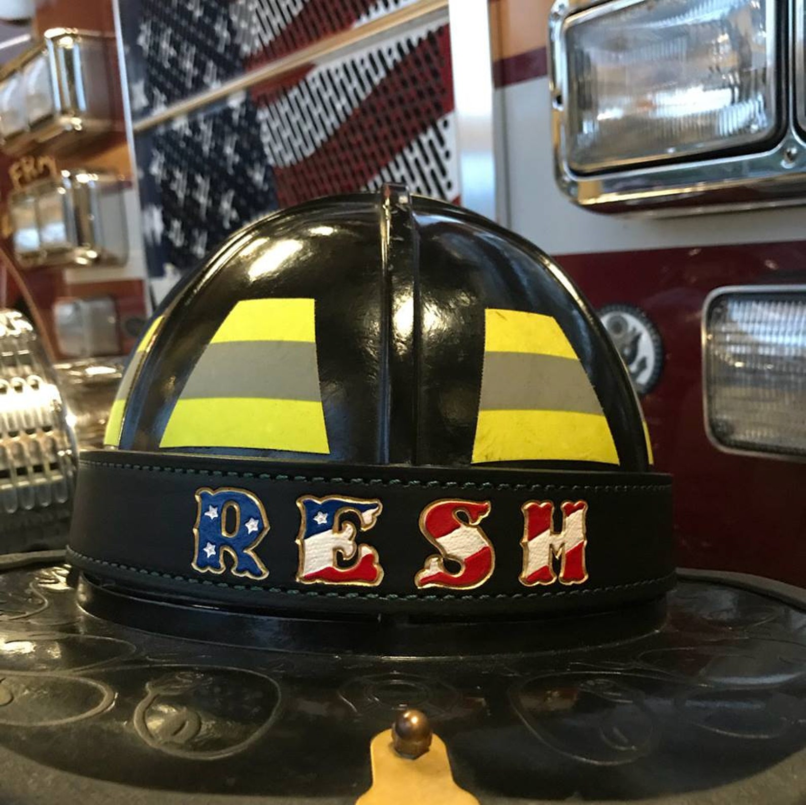 Stitched Helmet Leather Band for Firefighters | Etsy