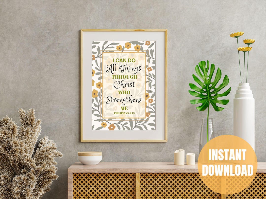 Inspirational Quote i Can Do All Things Through Christ, Digital PDF ...