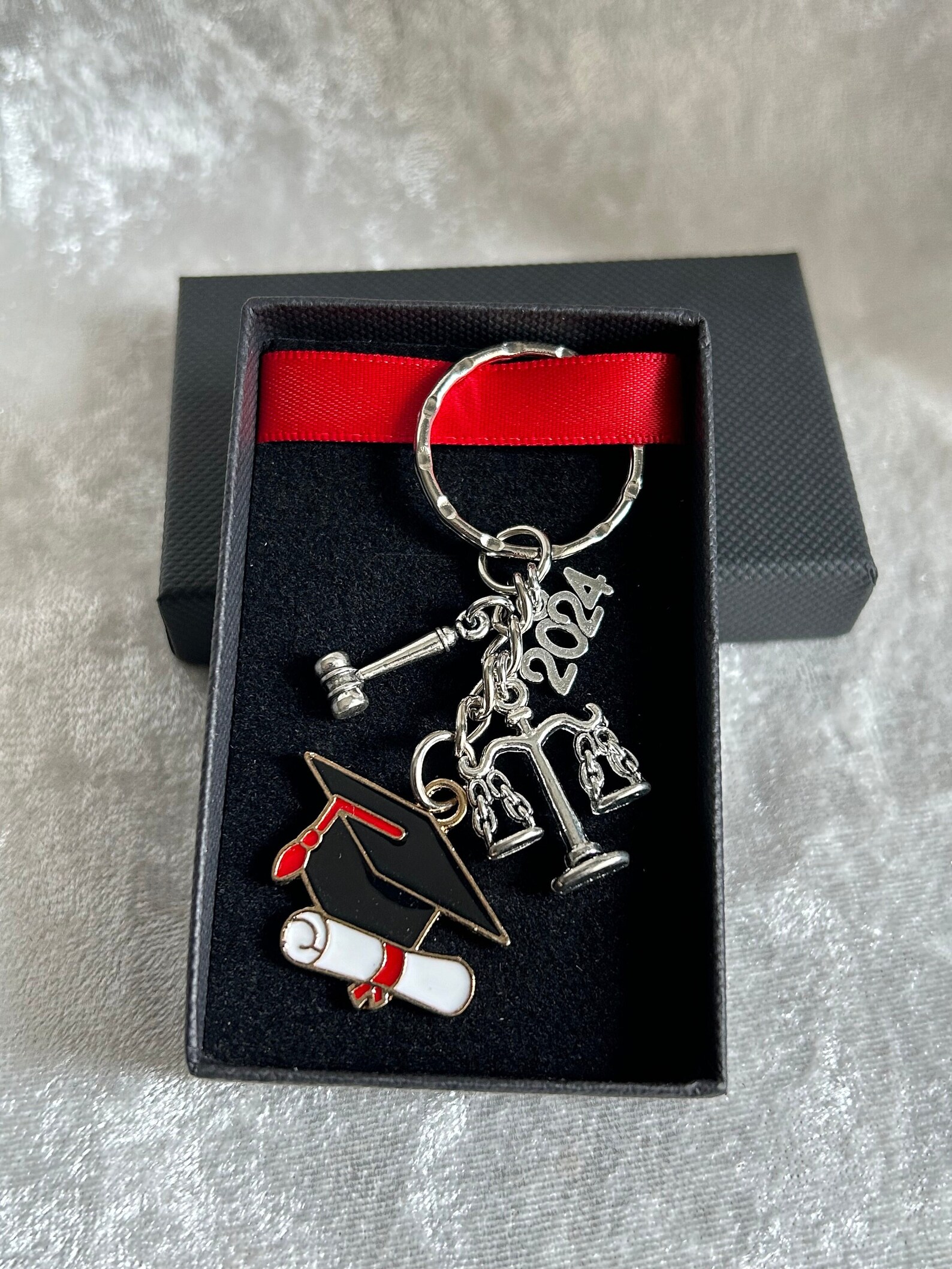 Law Graduation Gift 2024 Mortar Board Scroll Gavel Scales Keyring ...