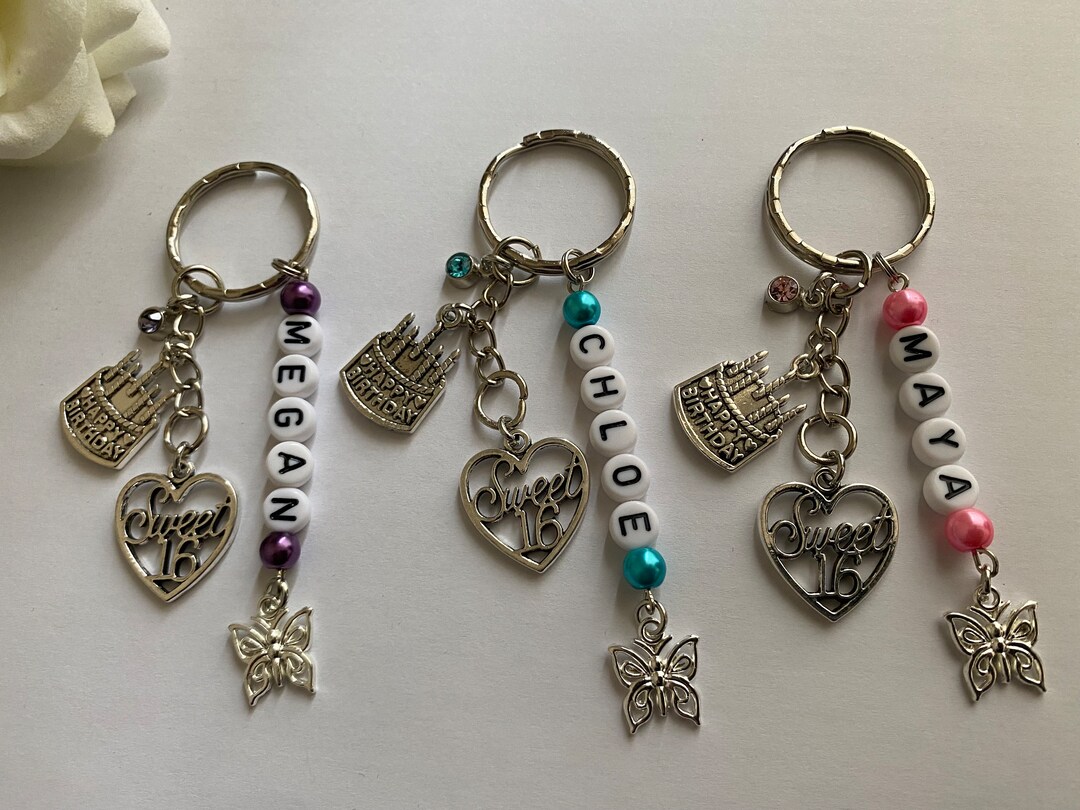 16th Birthday Key/ Bag Charm , Sweet 16 Birthday Gift , Friend Gift ...