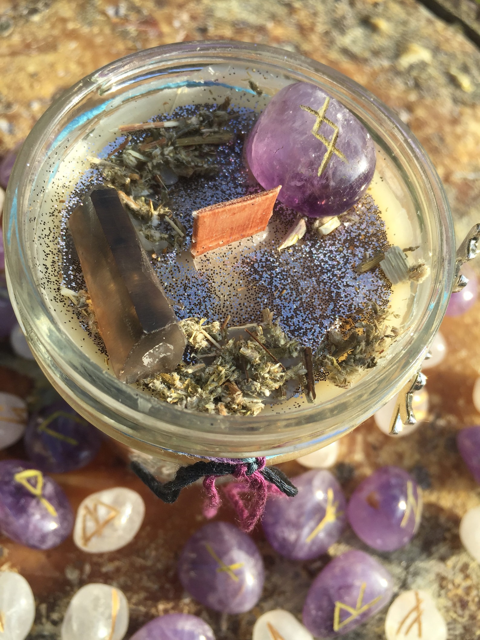 Seidr Rune Candle 3 Mystery Runes Smoky Quartz Point | Etsy