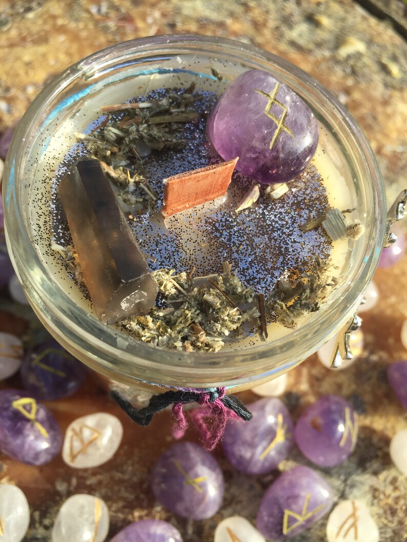 Seidr Rune Candle 3 Mystery Runes Smoky Quartz Point | Etsy