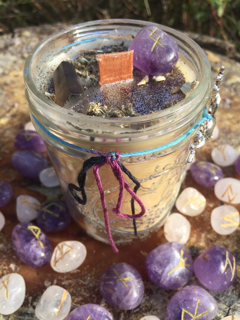 Seidr Rune Candle 3 Mystery Runes Smoky Quartz Point | Etsy
