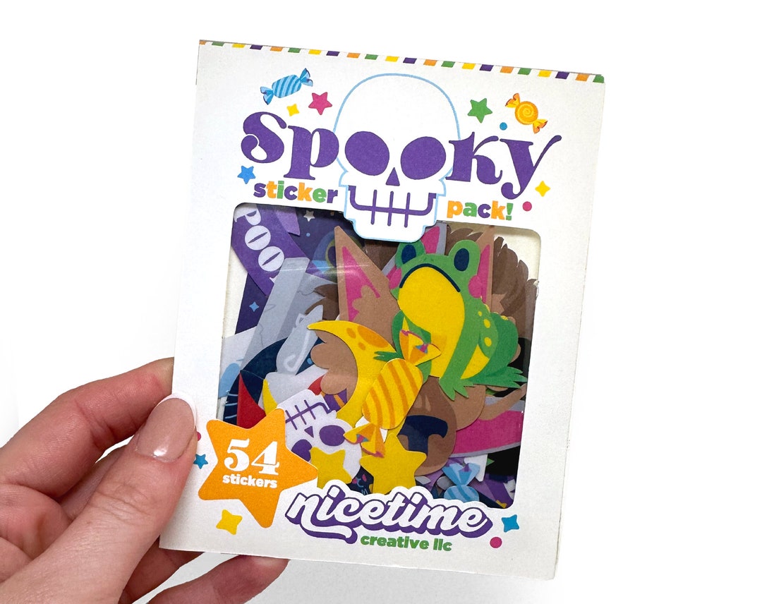 54 Spooky Sticker Pack Halloween Cute Rainbow October Vampire Big Foot ...
