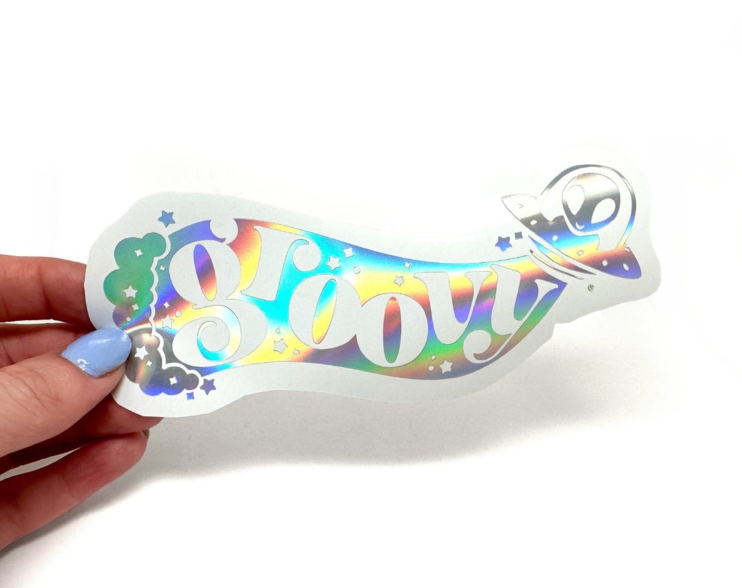Groovy Alien Sticker Customizable Decal Indoor/outdoor Alien Rainbow ...