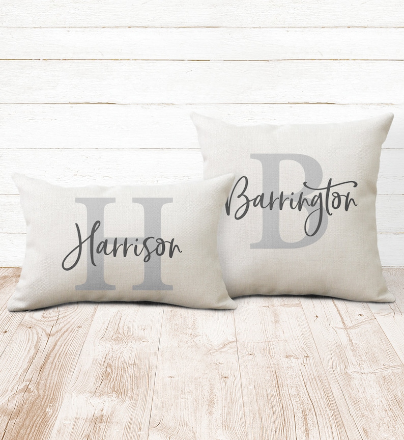 Monogram Family Name With Initial Throw Pillows | Personalized Last ...