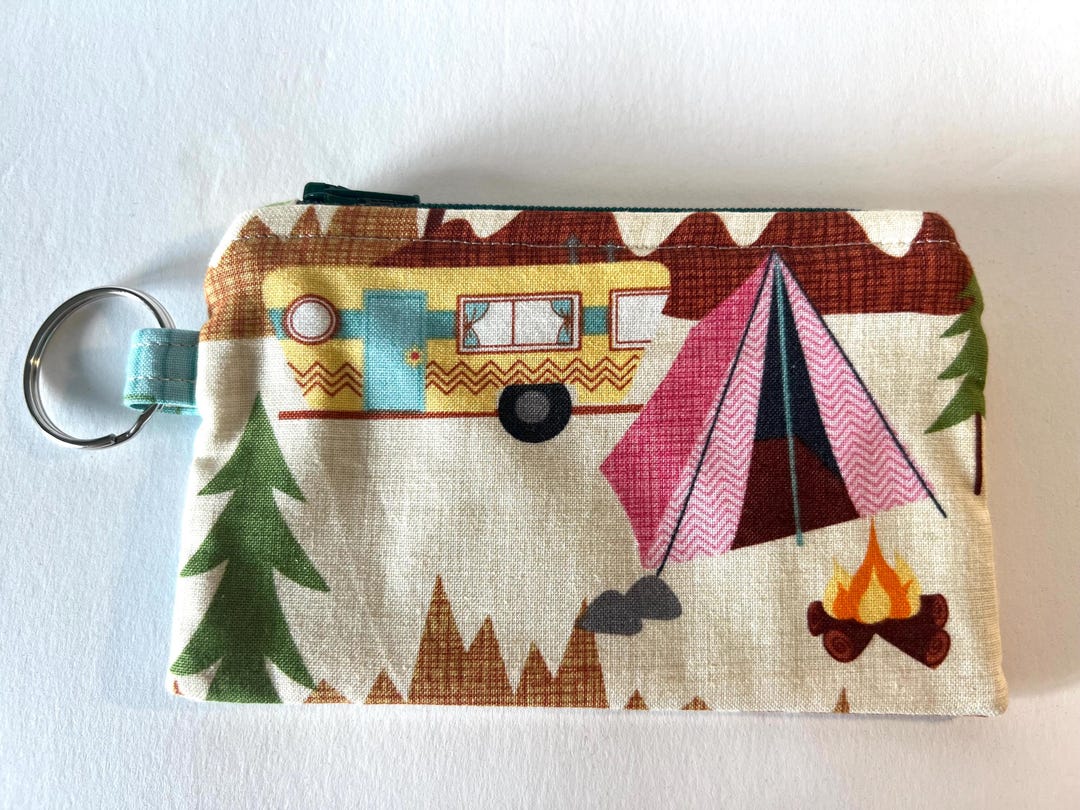 Vintage Camper Zipper Pouch, Camping Fabric, Coin Purse W/ Key Ring ...