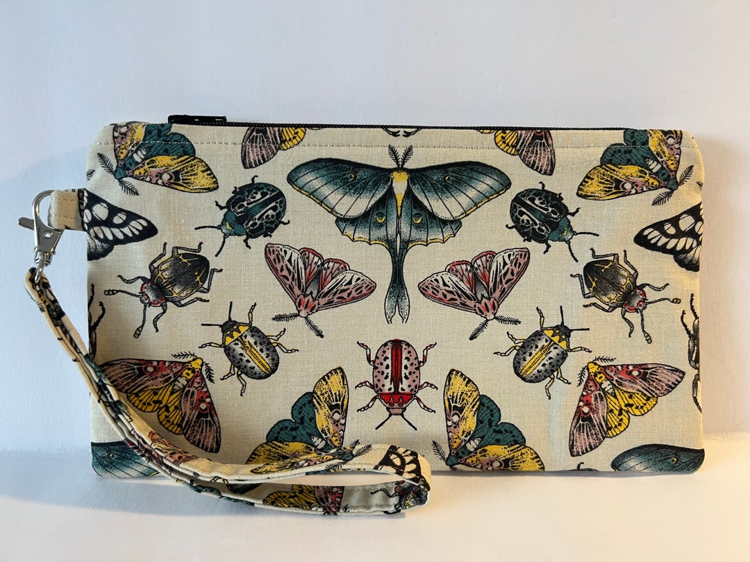 Bug Wristlet Purse, Moth Beetle Fabric Bag, Pencil Case, Phone Coupon ...