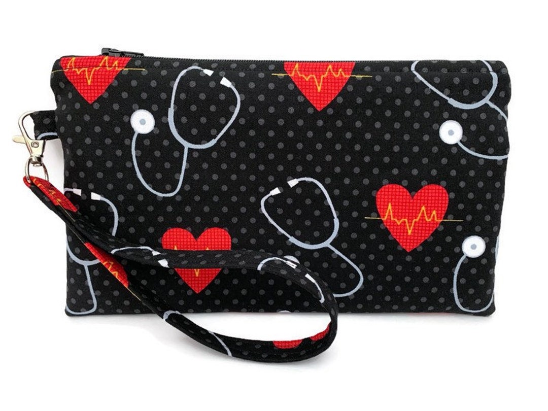 Zipper Pouch Nurse EKG Heart Fabric Optional Wristlet Strap - Etsy
