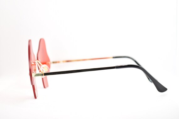 Red Neon Rimless Mushroom Sunglasses - Gem