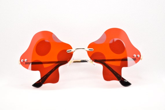 Red Neon Rimless Mushroom Sunglasses - Gem