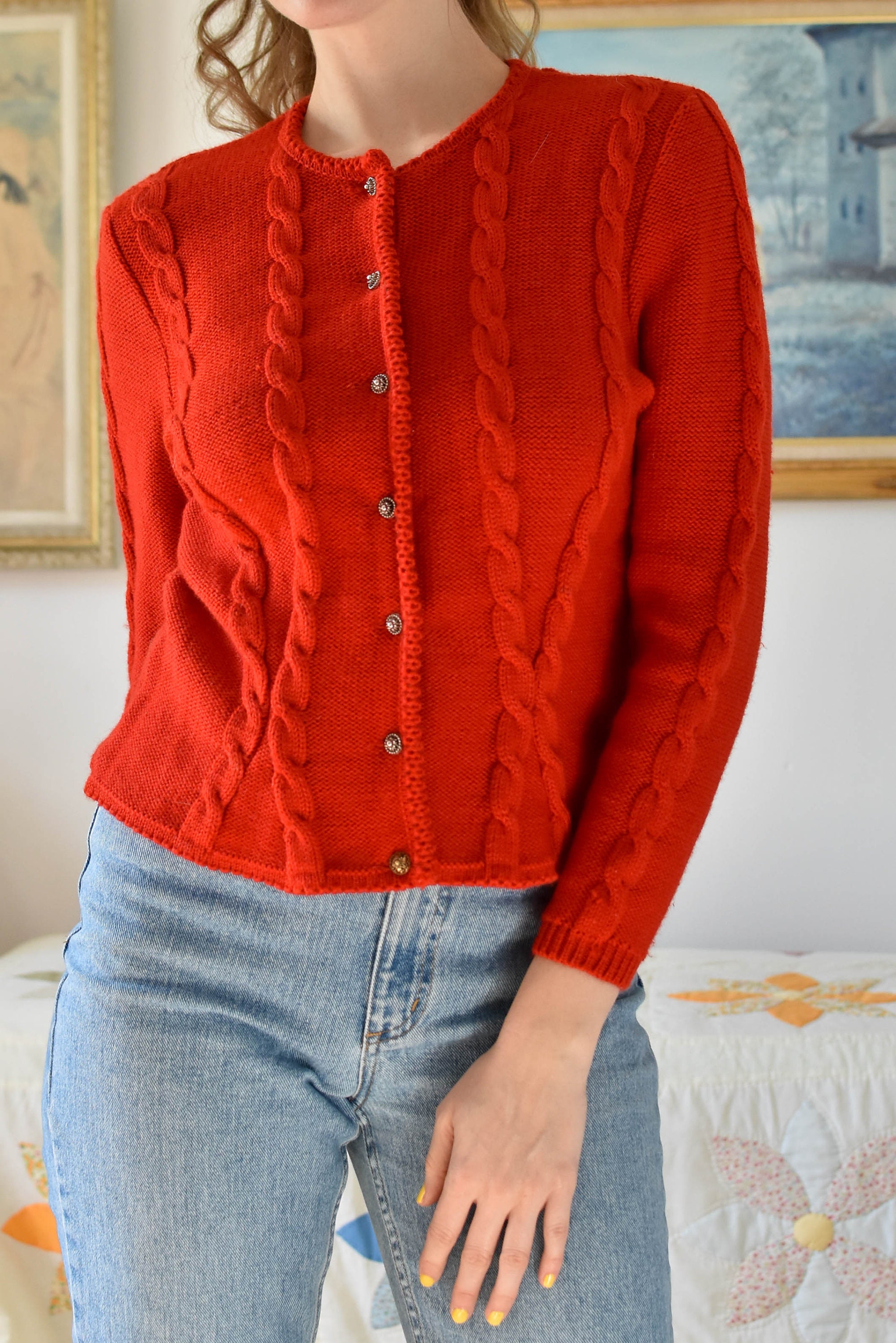 Vintage Austrian Cardigan, Dirndl Cardigan, Trachten Pure Wool Cardigan ...