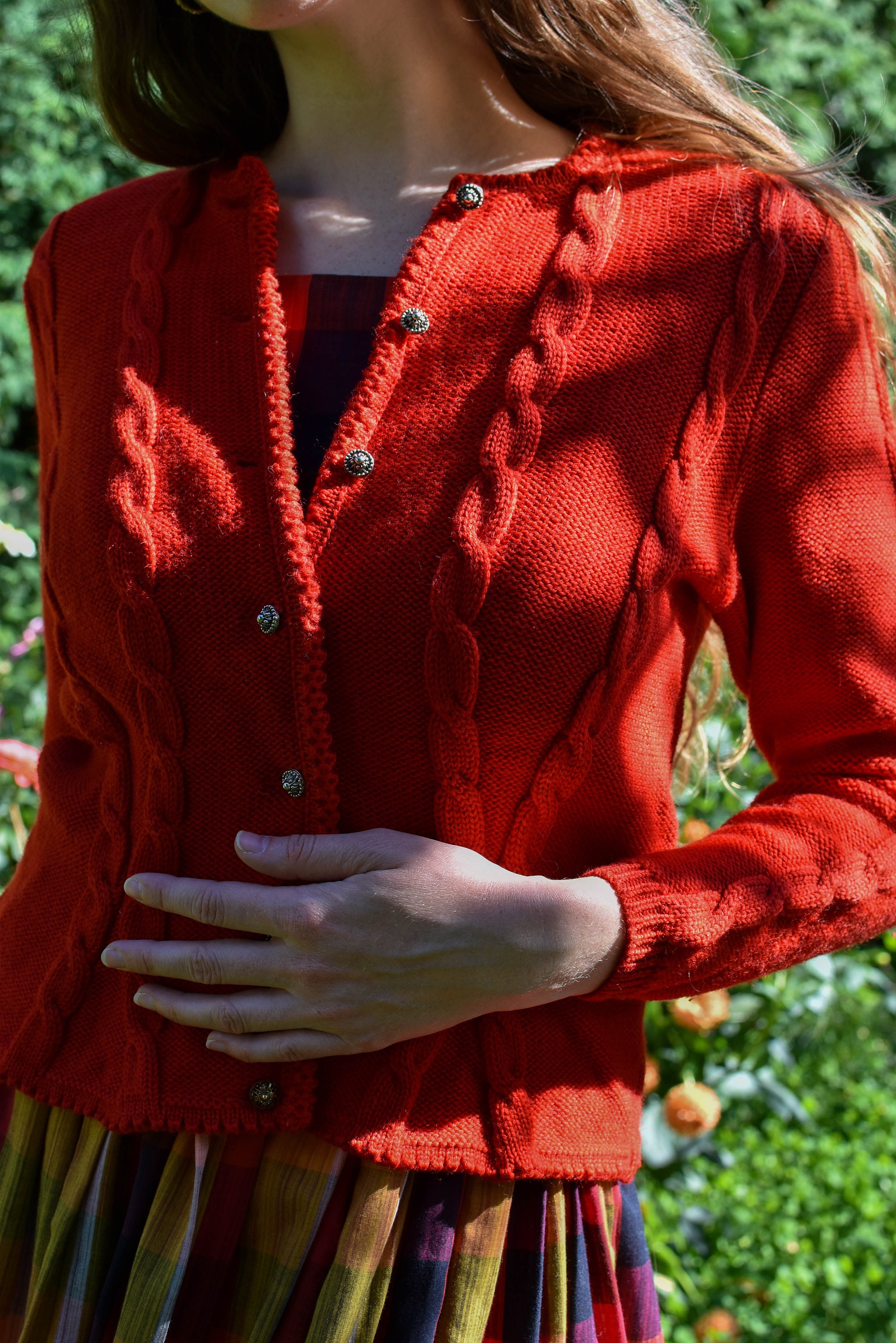 Vintage Austrian Cardigan, Dirndl Cardigan, Trachten Pure Wool Cardigan ...